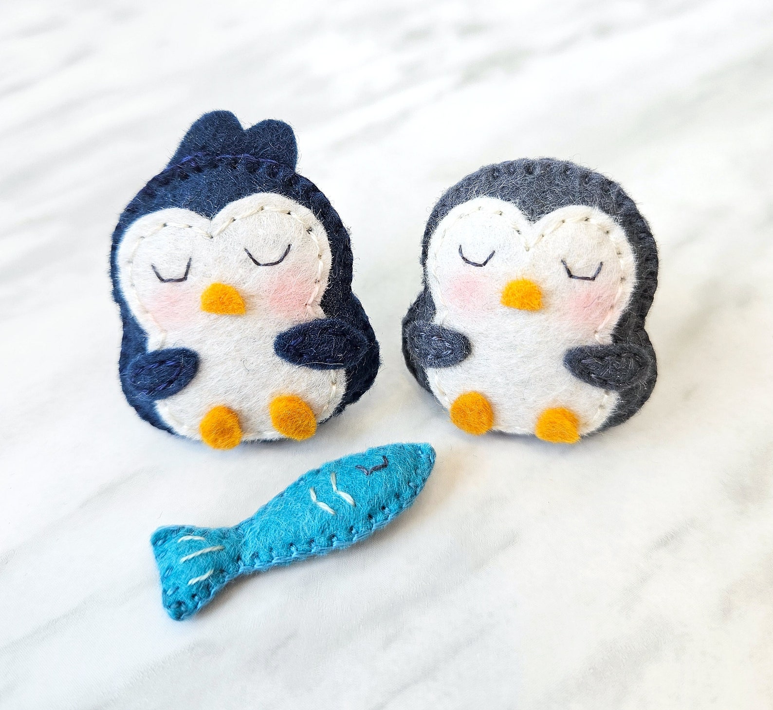 Felt Penguin PDF & SVG Pattern Set - Embroidered Penguin Mom and Baby ...