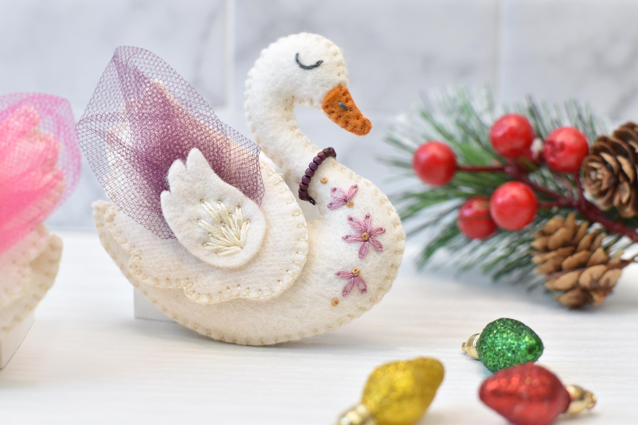 Felt Swan Pattern PDF, Easy DIY Bird Sewing Template SVG, Swans a ...