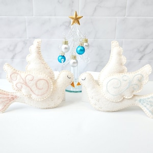 Felt Dove Sewing Pattern PDF, Easy Christmas Felt Ornament DIY, White ...