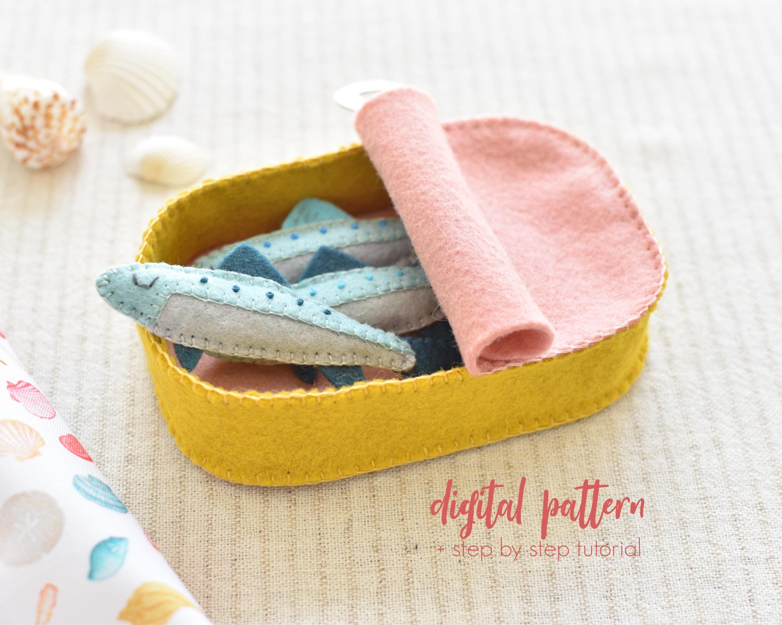 Felt Sardine Sewing Pattern PDF, Easy Felt Fish DIY, Tin of Sardines ...