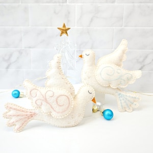 Felt Dove Sewing Pattern PDF, Easy Christmas Felt Ornament DIY, White ...