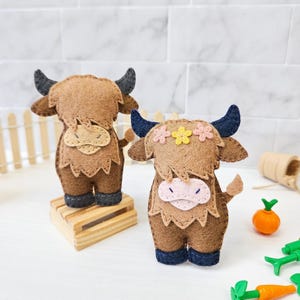 Highland Cow Sewing Pattern PDF, Easy Felt Animal DIY, Felt Cow ...