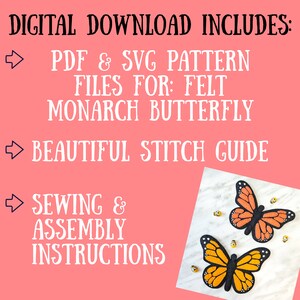 Felt Butterfly Pattern - PDF & SVG Monarch Butterfly. Hand Embroidered ...