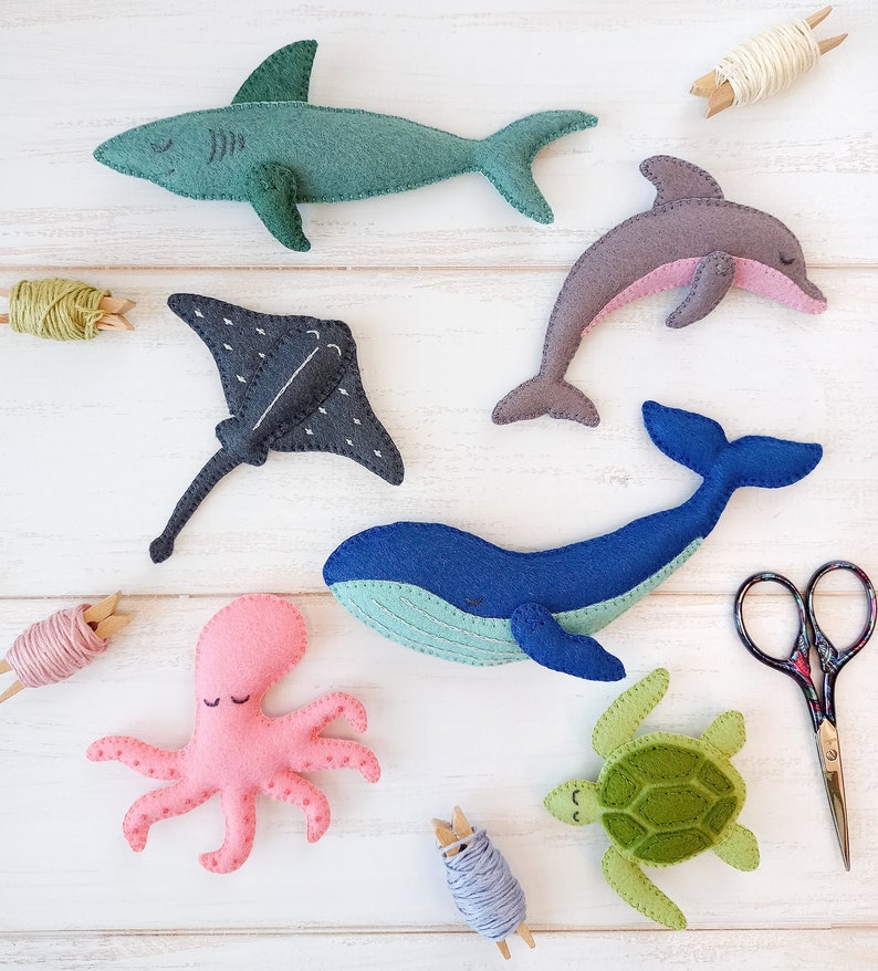 Felt Ocean Animal Patterns PDF & SVG, Sea Creatures Digital Download ...