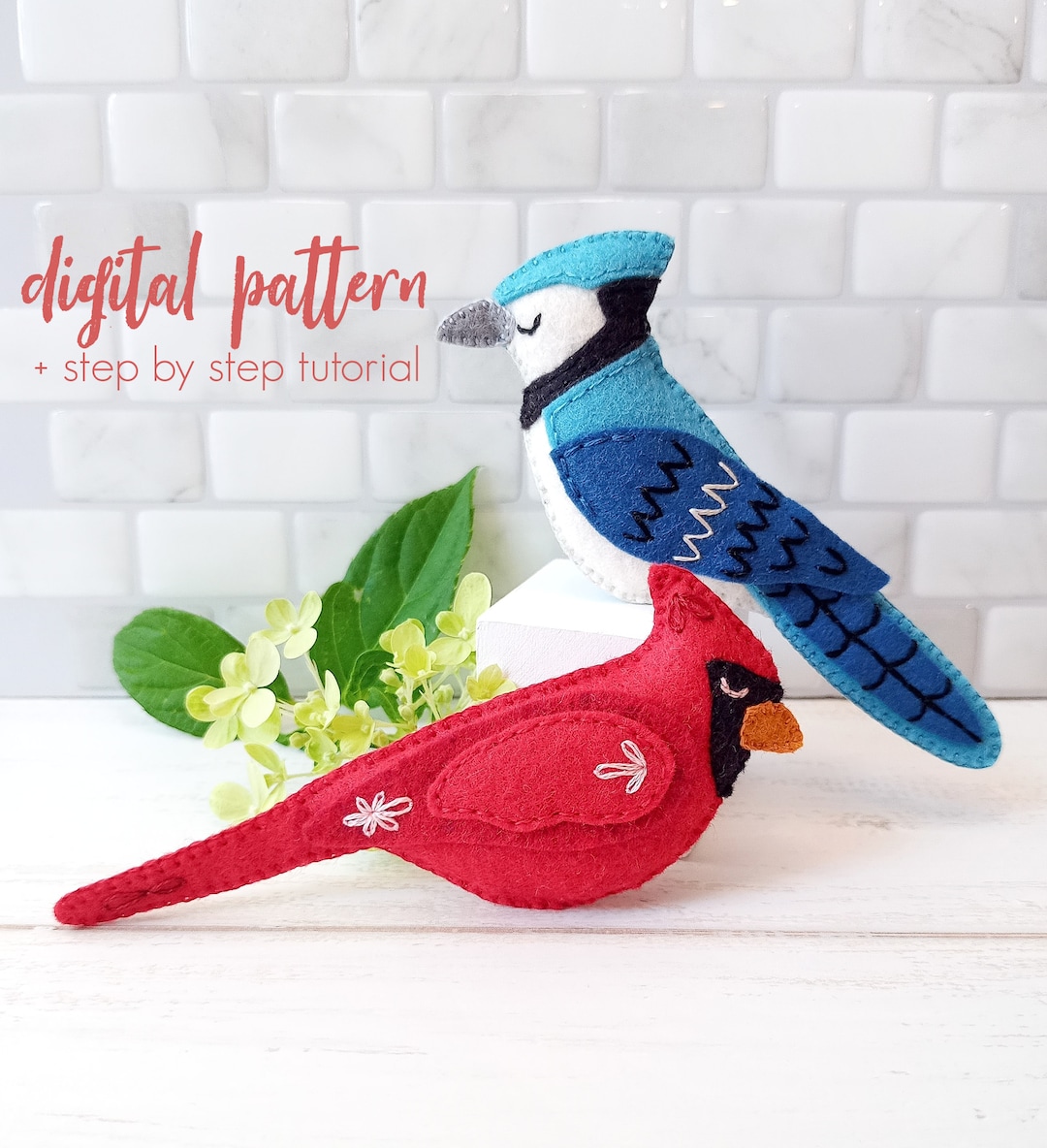 Felt Blue Jay & Cardinal PDF Sewing Pattern Set, DIY Bird Patterns ...