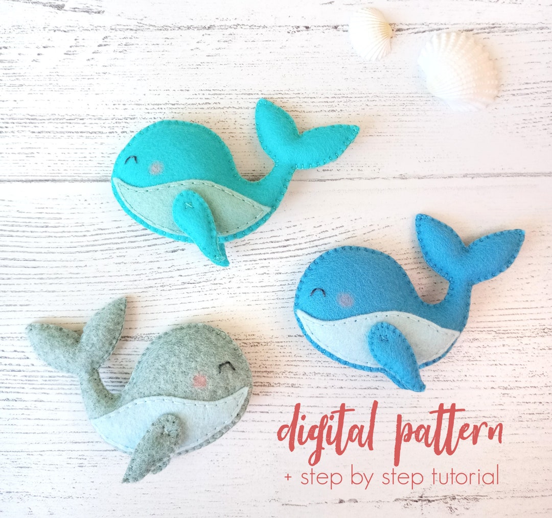 PDF Felt Pattern - Whale Plushie Pattern. Felt Animal Sewing Pattern ...