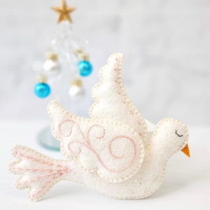Felt Dove Sewing Pattern PDF, Easy Christmas Felt Ornament DIY, White ...