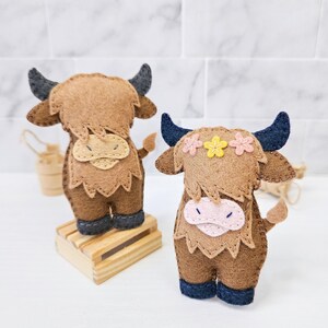 Highland Cow Sewing Pattern PDF, Easy Felt Animal DIY, Felt Cow ...