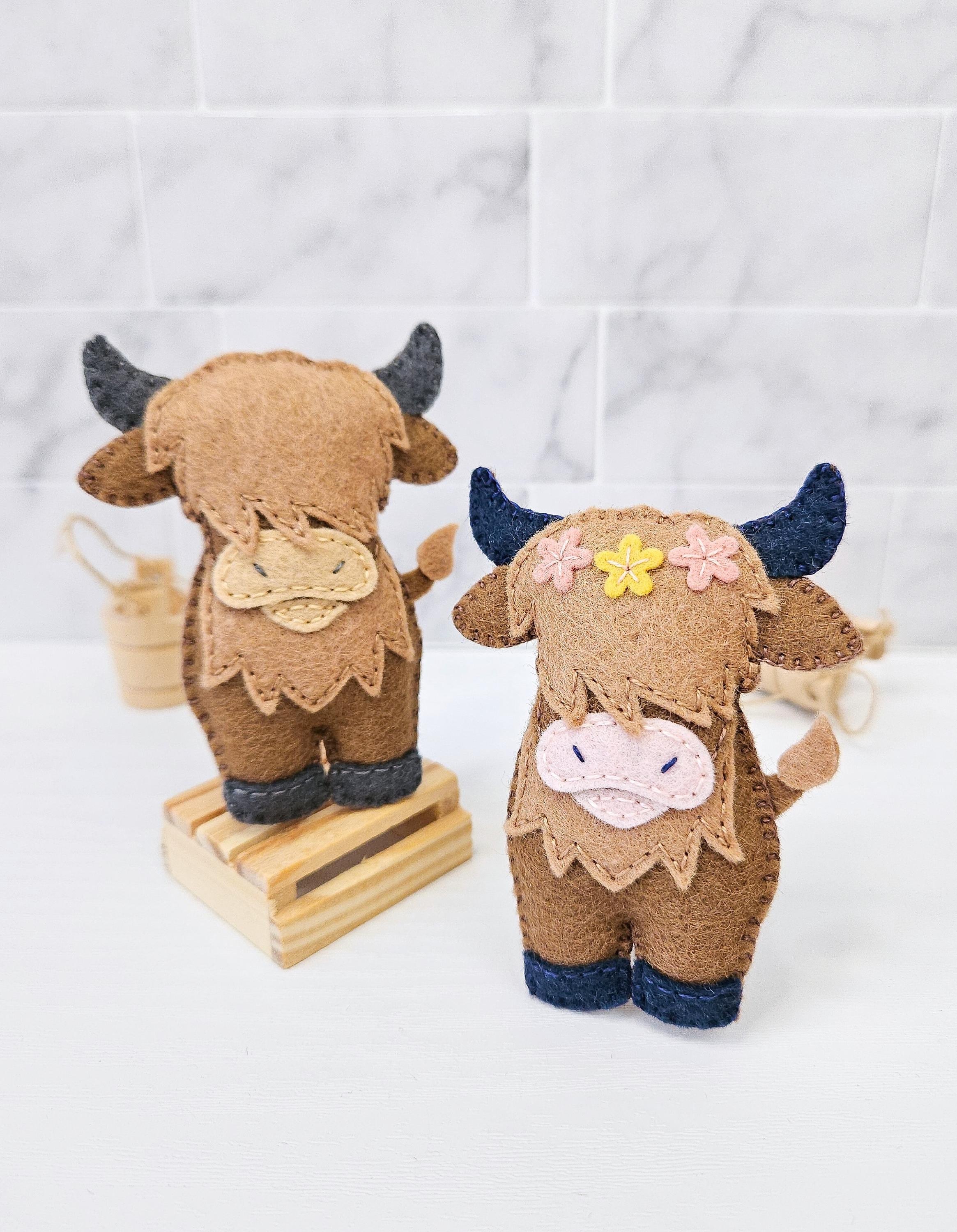 Highland Cow Sewing Pattern PDF, Easy Felt Animal DIY, Felt Cow ...