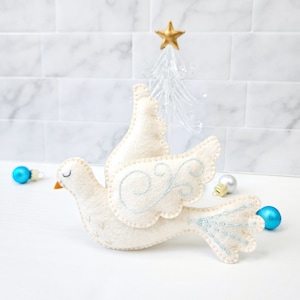 Felt Dove Sewing Pattern PDF, Easy Christmas Felt Ornament DIY, White ...