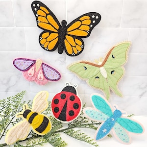 Set of 6 Felt Insects PDF Sewing Patterns, Butterfly, Moths, Bee ...