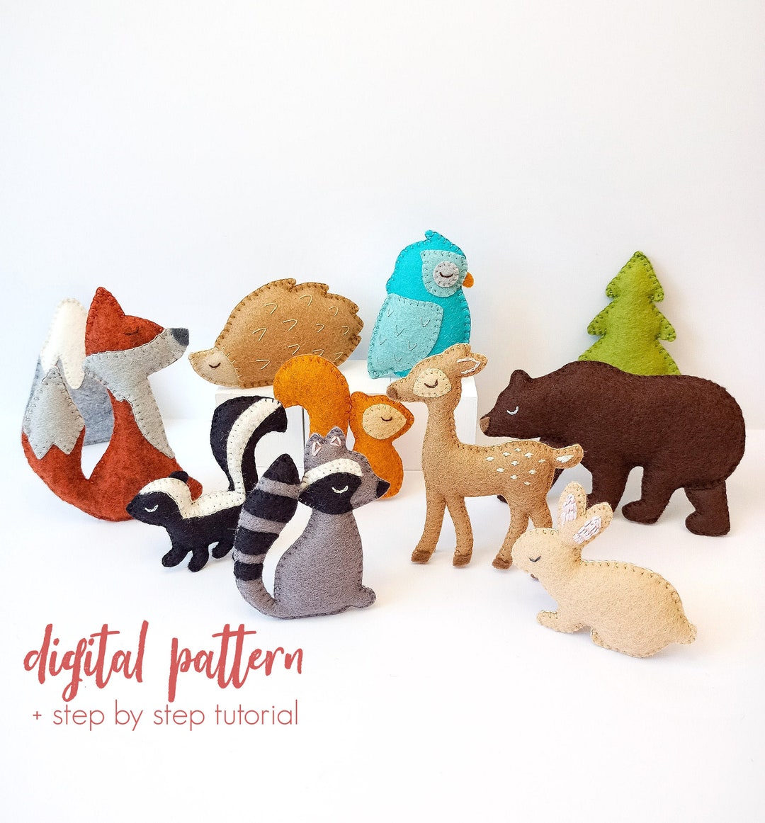 PDF & SVG Pattern Set - 11 Felt Woodland Animals, Felt Forest Animal ...