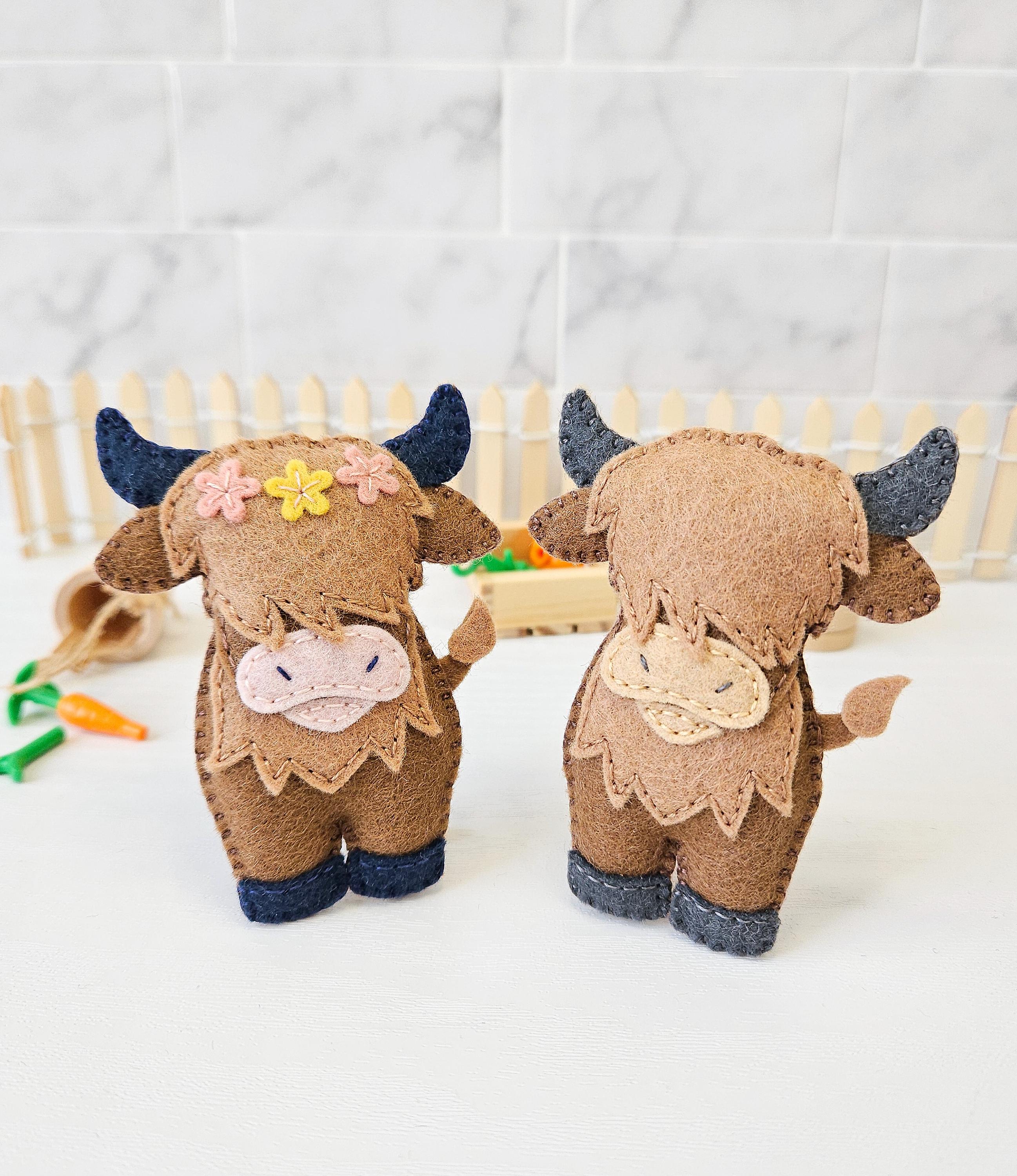 Highland Cow Sewing Pattern PDF, Easy Felt Animal DIY, Felt Cow ...