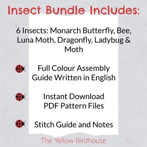 Set of 6 Felt Insects PDF Sewing Patterns, Butterfly, Moths, Bee ...