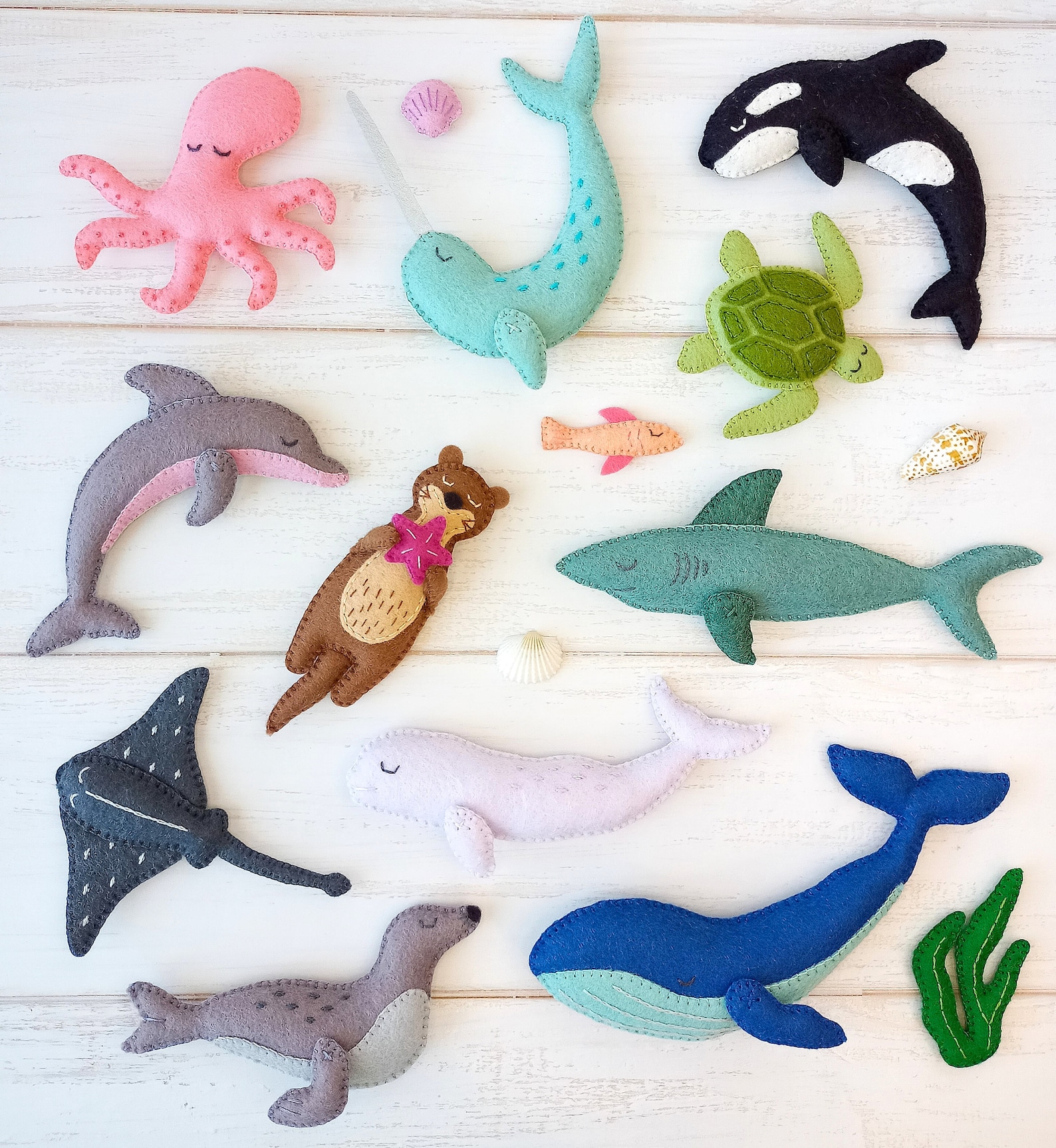 15 Felt Ocean Animal Patterns PDF & SVG Sea Creature - Etsy