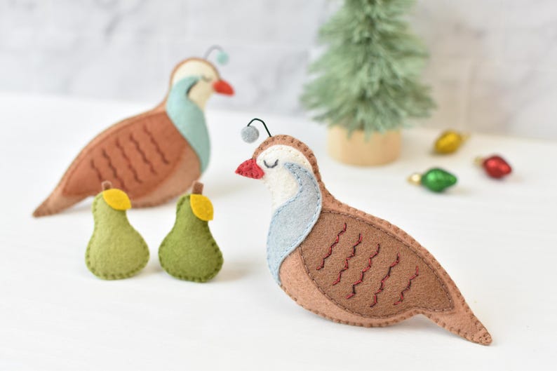 Partridge Felt Sewing Pattern (PDF, SVG), Christmas Ornament DIY, Felt ...