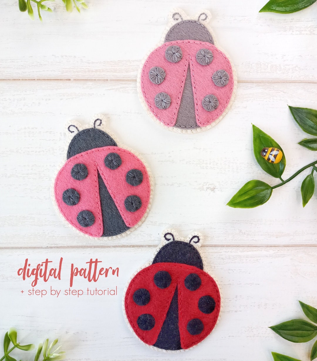 Felt Hand Sewing Pattern PDF, Embroidered Ladybug Pattern, Felt Bug ...