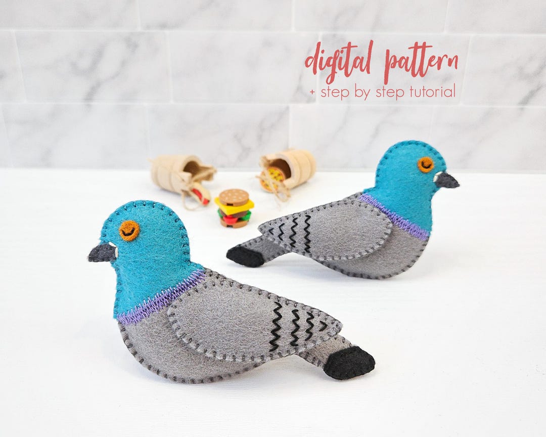 Felt Pigeon Sewing Pattern PDF, Easy Bird Ornament DIY, Felt Bird SVG ...