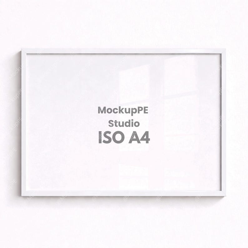 ISO A4 White Horizontal Frame Mockup | Minimal Wall Art Mockup | Clean ...