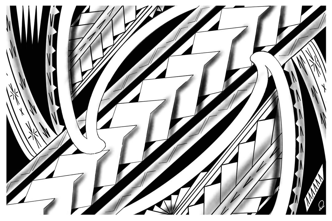 Polynesian Motifs Digital Art Print | Modern Cultural Design | Black ...