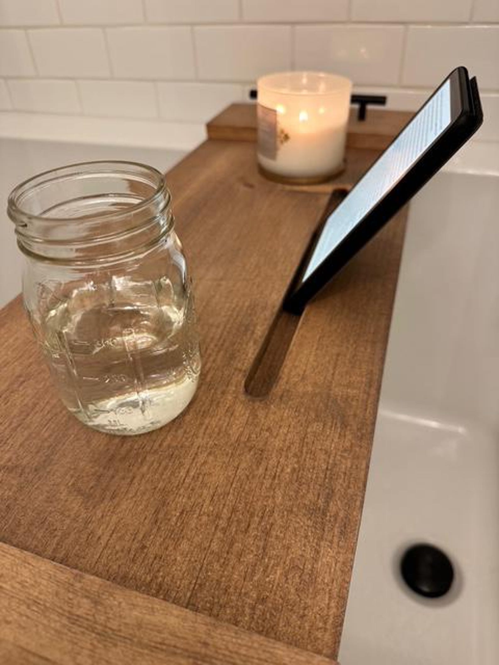 Bathtub Caddy Tray Wood Rustic Bathroom Decor Bath Tub Shelf Farmhouse ...