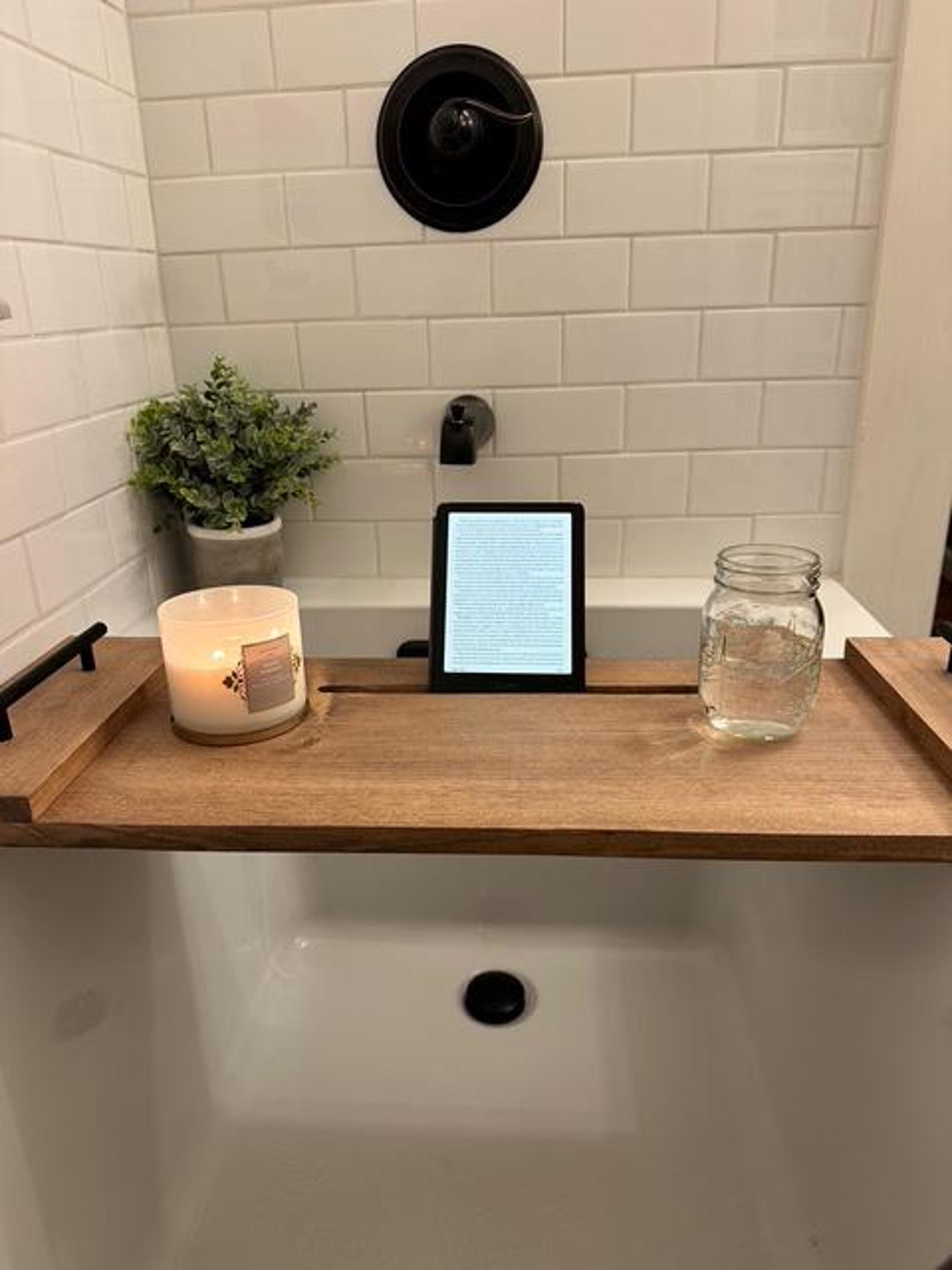 Bathtub Caddy Tray Wood Rustic Bathroom Decor Bath Tub Shelf Farmhouse ...