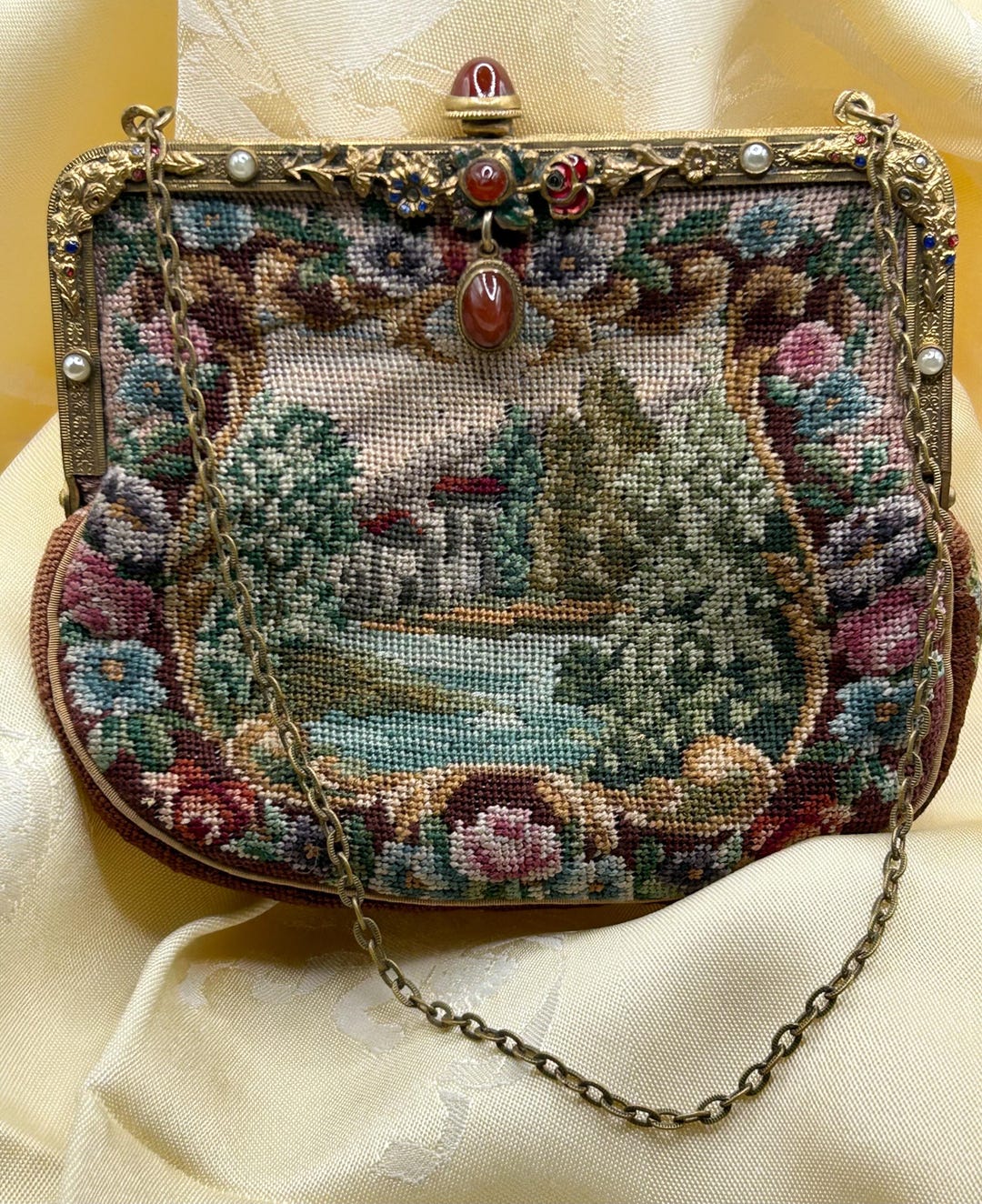 Antique Petit Point Jeweled Evening Bag – Austrian/german, C. 1915–1935 ...