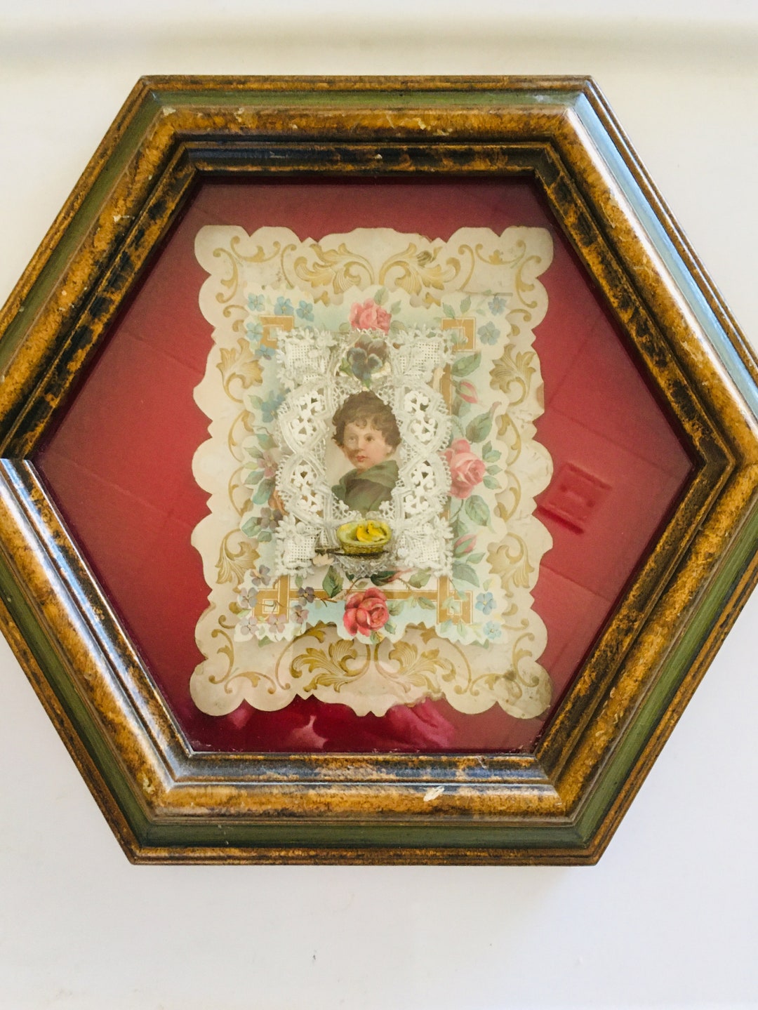 Vintage Valentine Octagon Shadow Box With 3-D Card 11x11 - Etsy