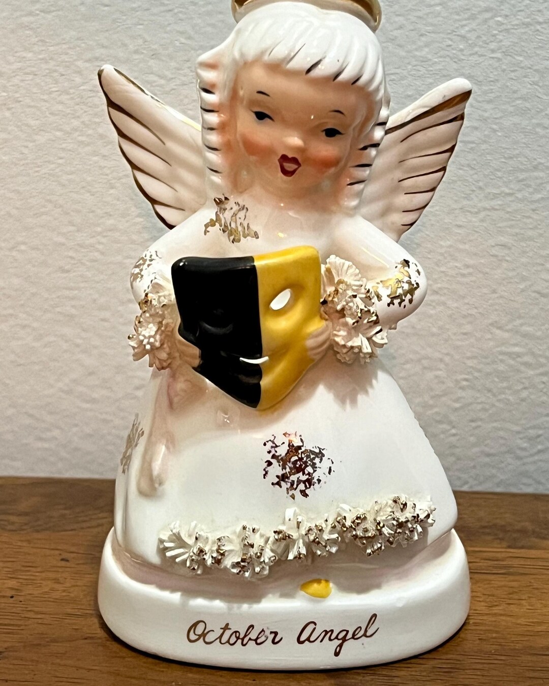 Napco Japan October Angel Figurine, Halloween Mask, October Birthday ...