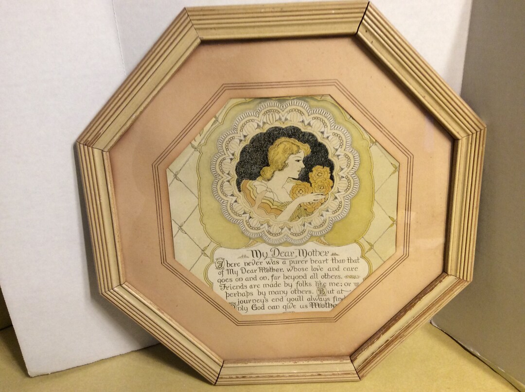 Rare Find 1940s Mother Poem Vintage Octagon Frame Dear Mother - Etsy