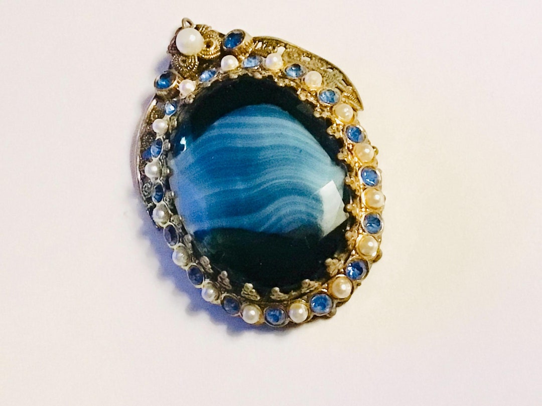 Victorian Blue Cabochon, Porphyry Glass, W. Germany - Etsy