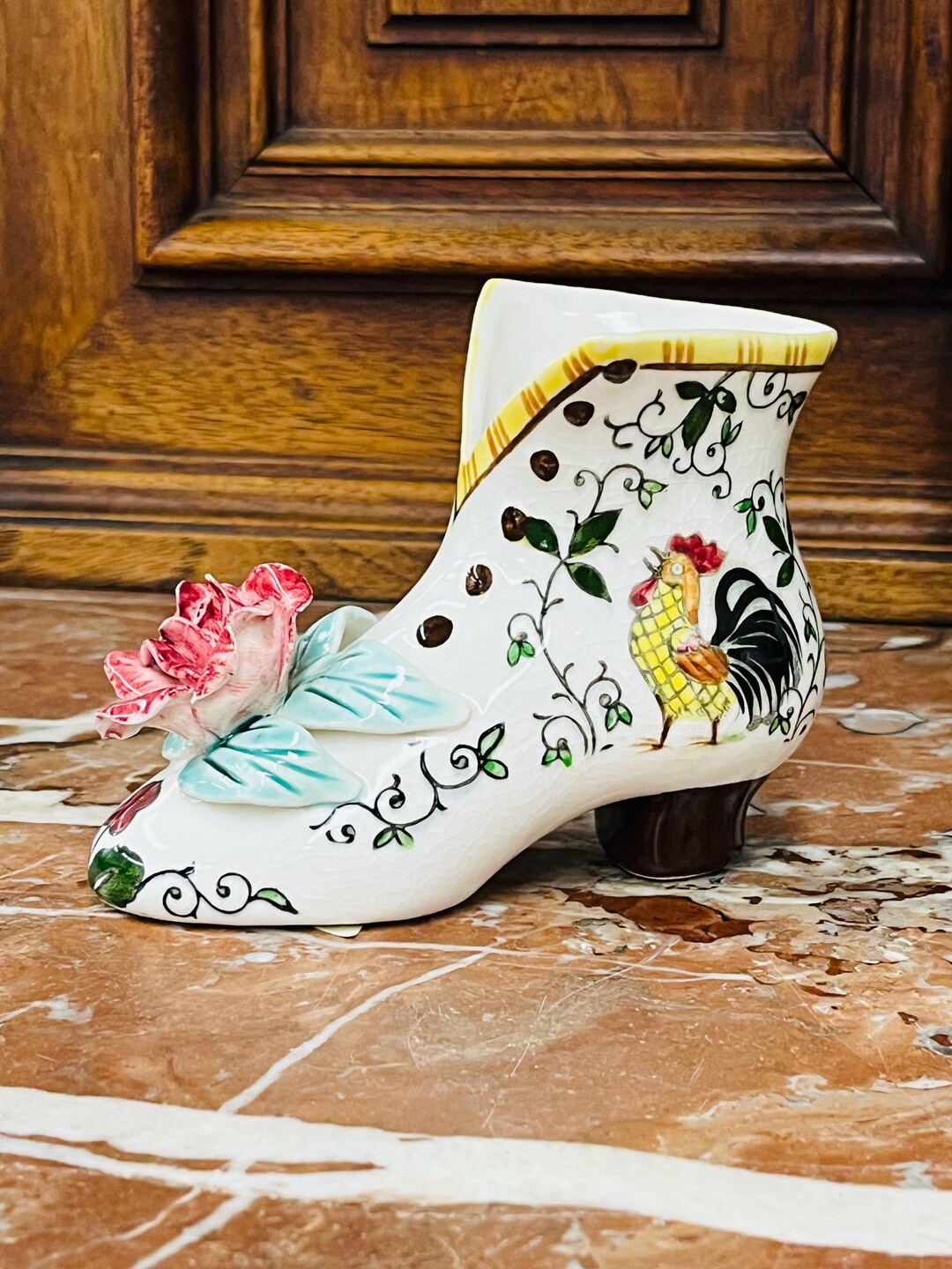 Ucagco China Victorian Shoe Chicken and Rooster 1941 - Etsy