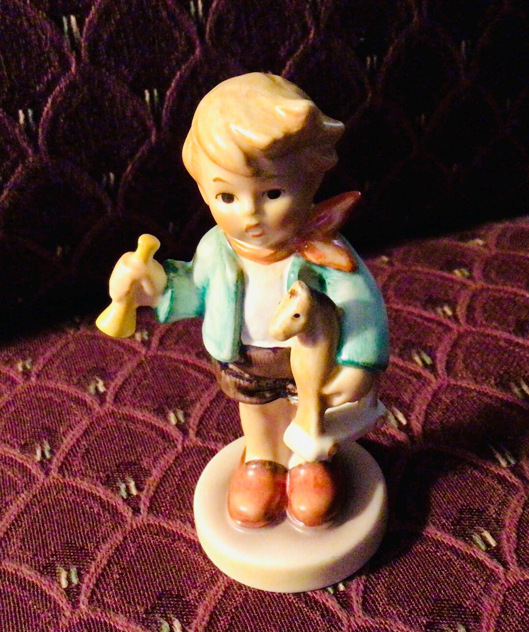 1967 Hummel Goebel Boy Figurine Germany Boy With Horse and Horn 3 1/2 ...