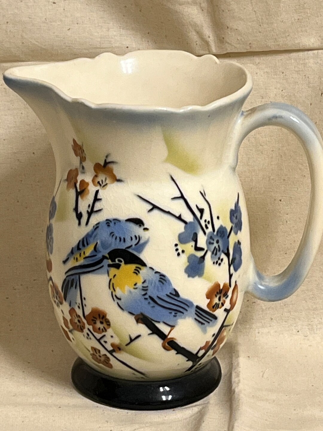 Bluebirds Rare Find Milk Jug/pitcher Blue Birds Blue Blossoms ...