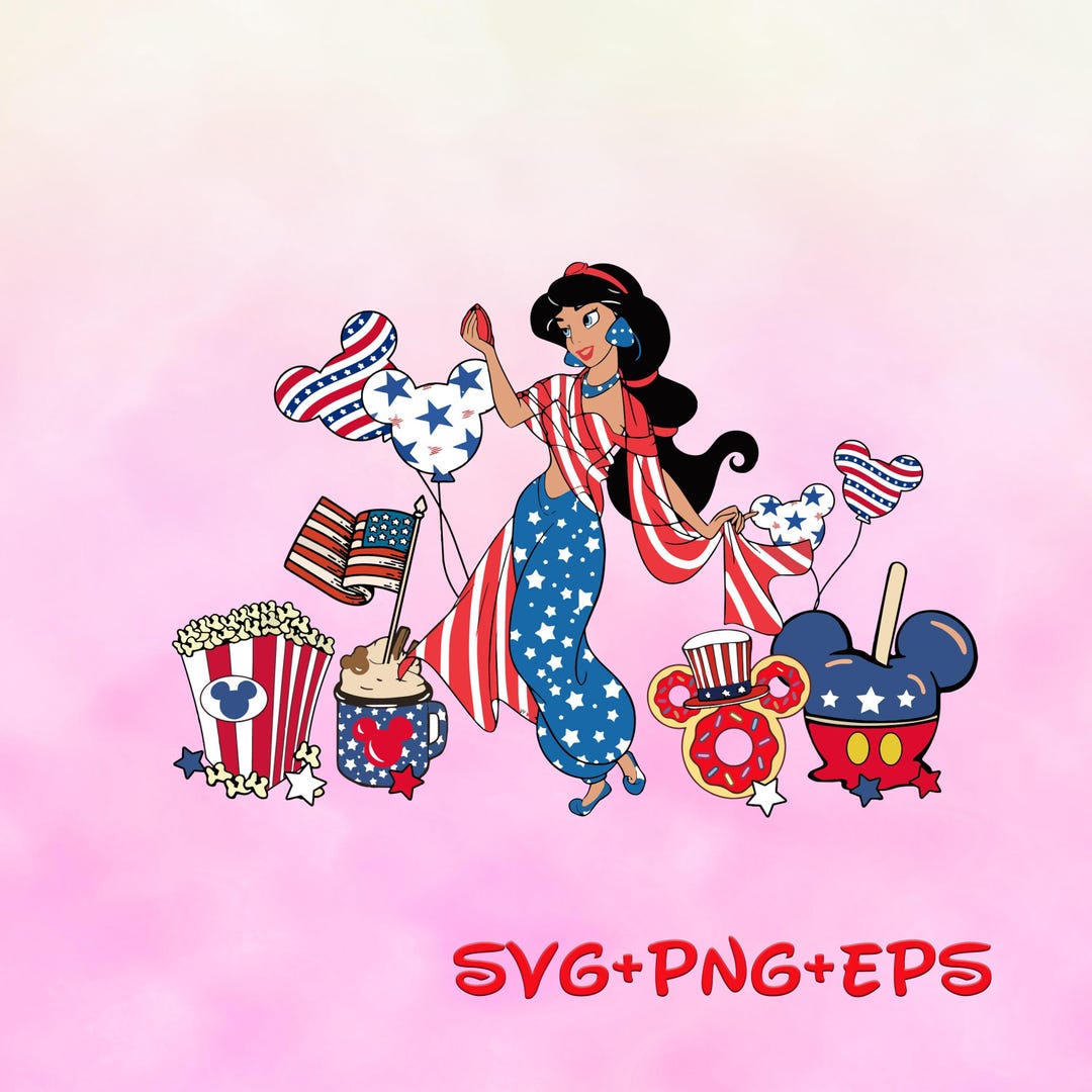 Princess Jasmine 4th of July Svg Png, Happy 4th of July, Independence ...