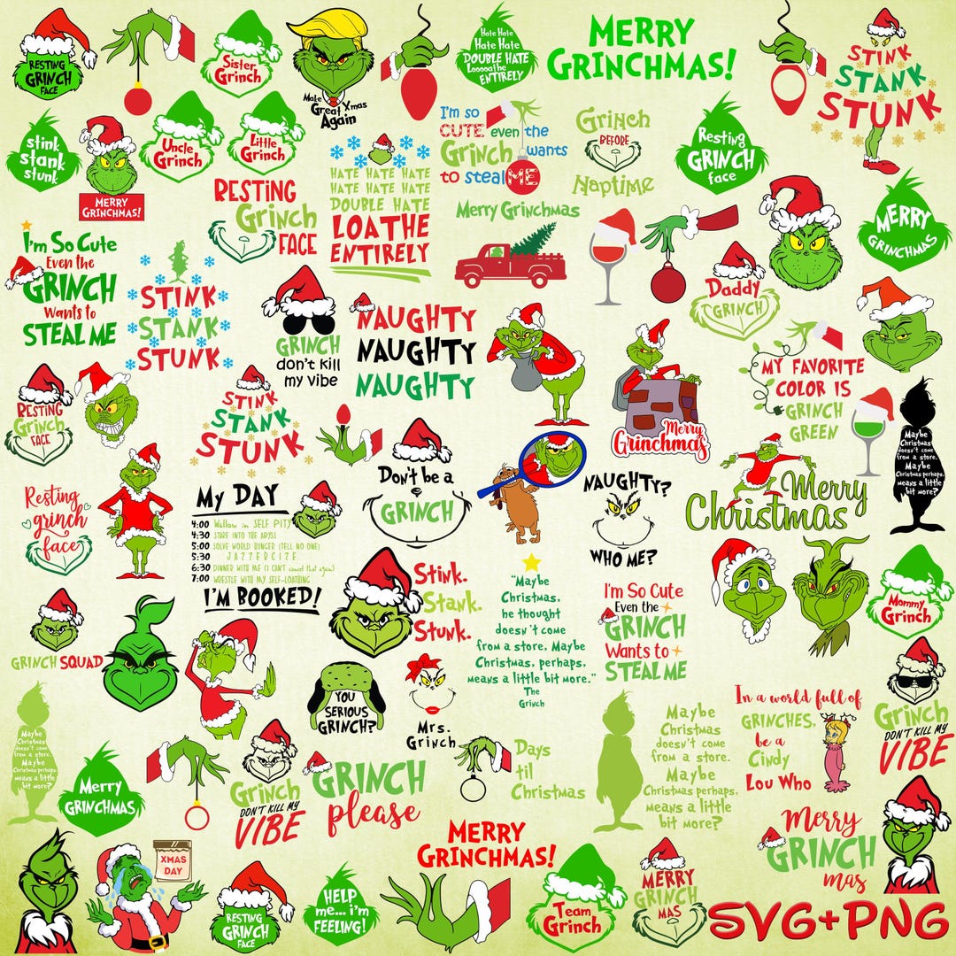The Grinch Svg Bundle Layered Item, Clipart, Cricut, Vector Cut File ...