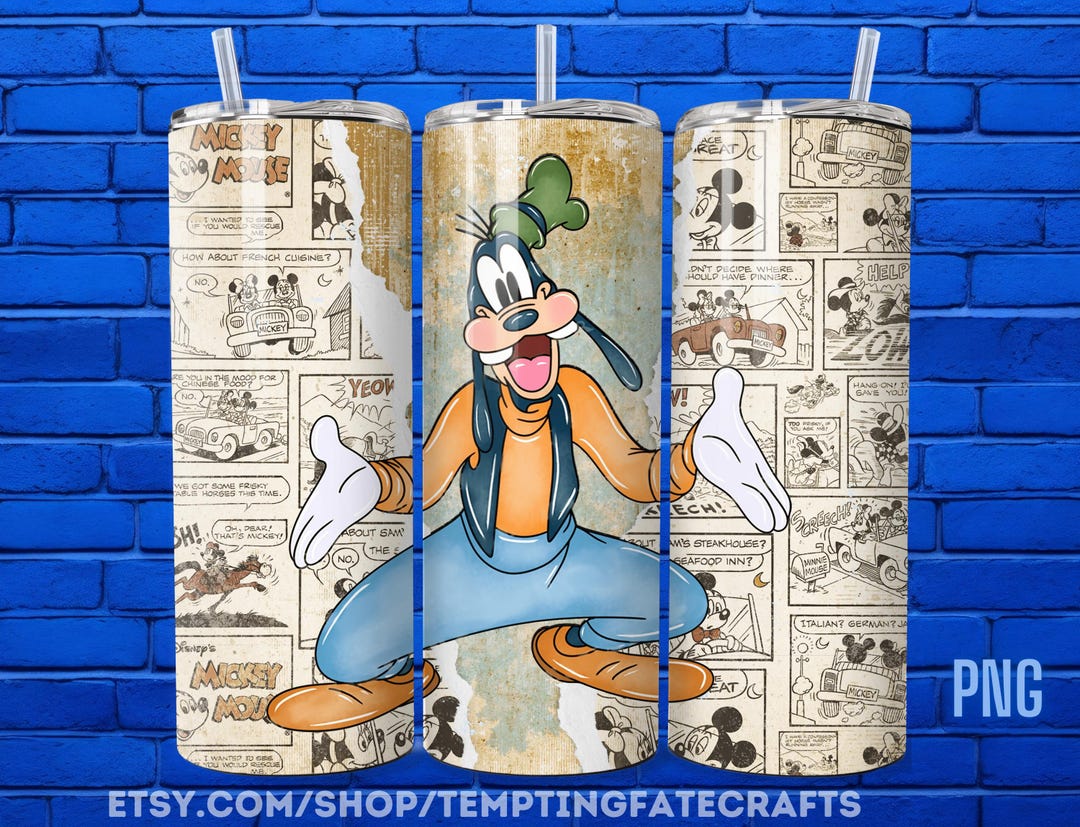 Retro Goofy 20 Oz Skinny Tumbler, Mickey Mouse Sublimation Design ...