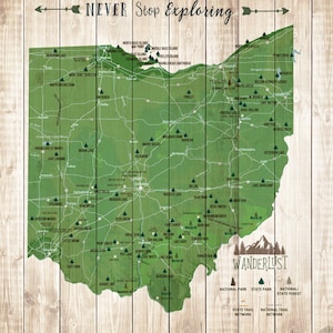 Ohio State Parks Map Art Print: Hiker Gift, RV Decor - Etsy