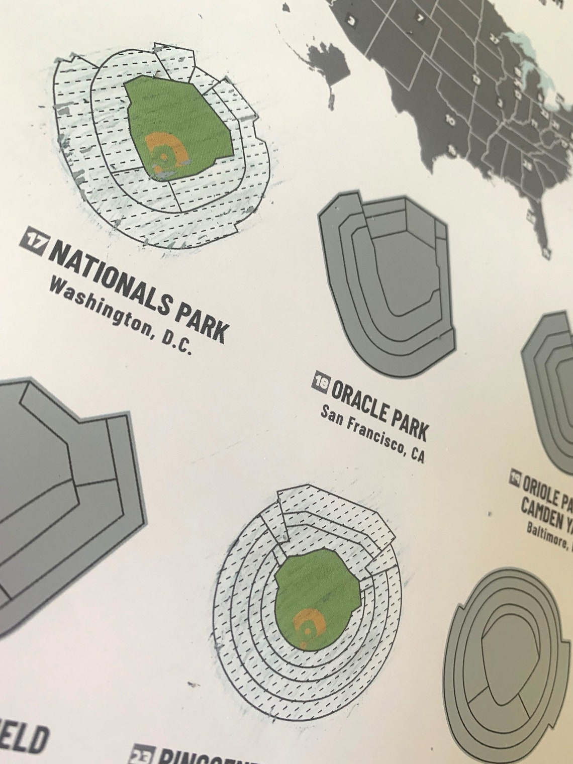 Baseball Stadium Map Baseball Gifts Scratch off Map Scratch - Etsy