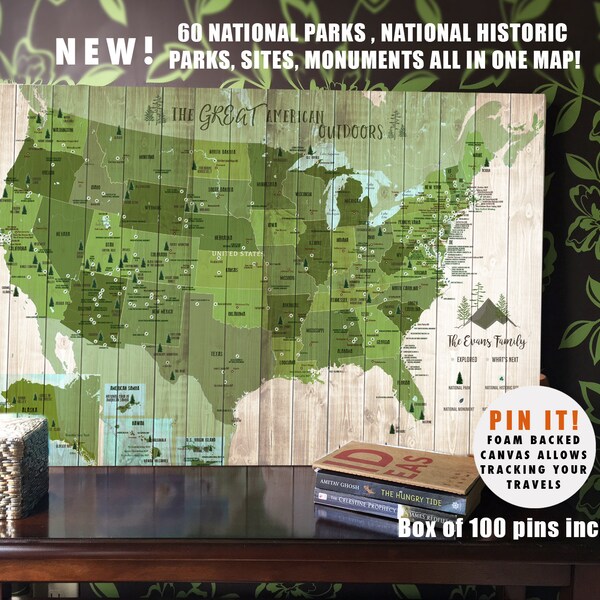 National Park and Monument Map Push Pin - Etsy