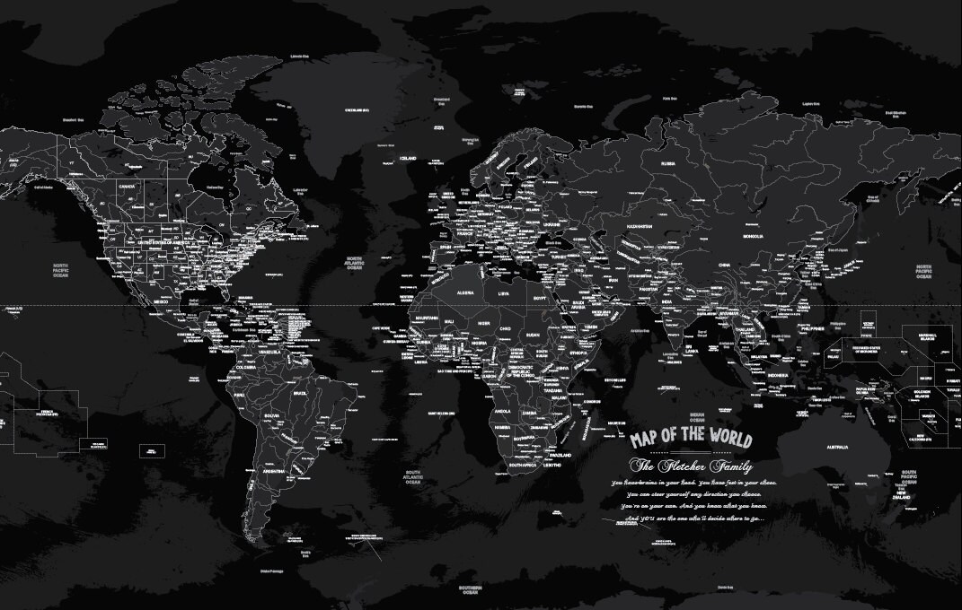 Push Pin Travel Map Framed Push Pin Map Black and White Map | Etsy