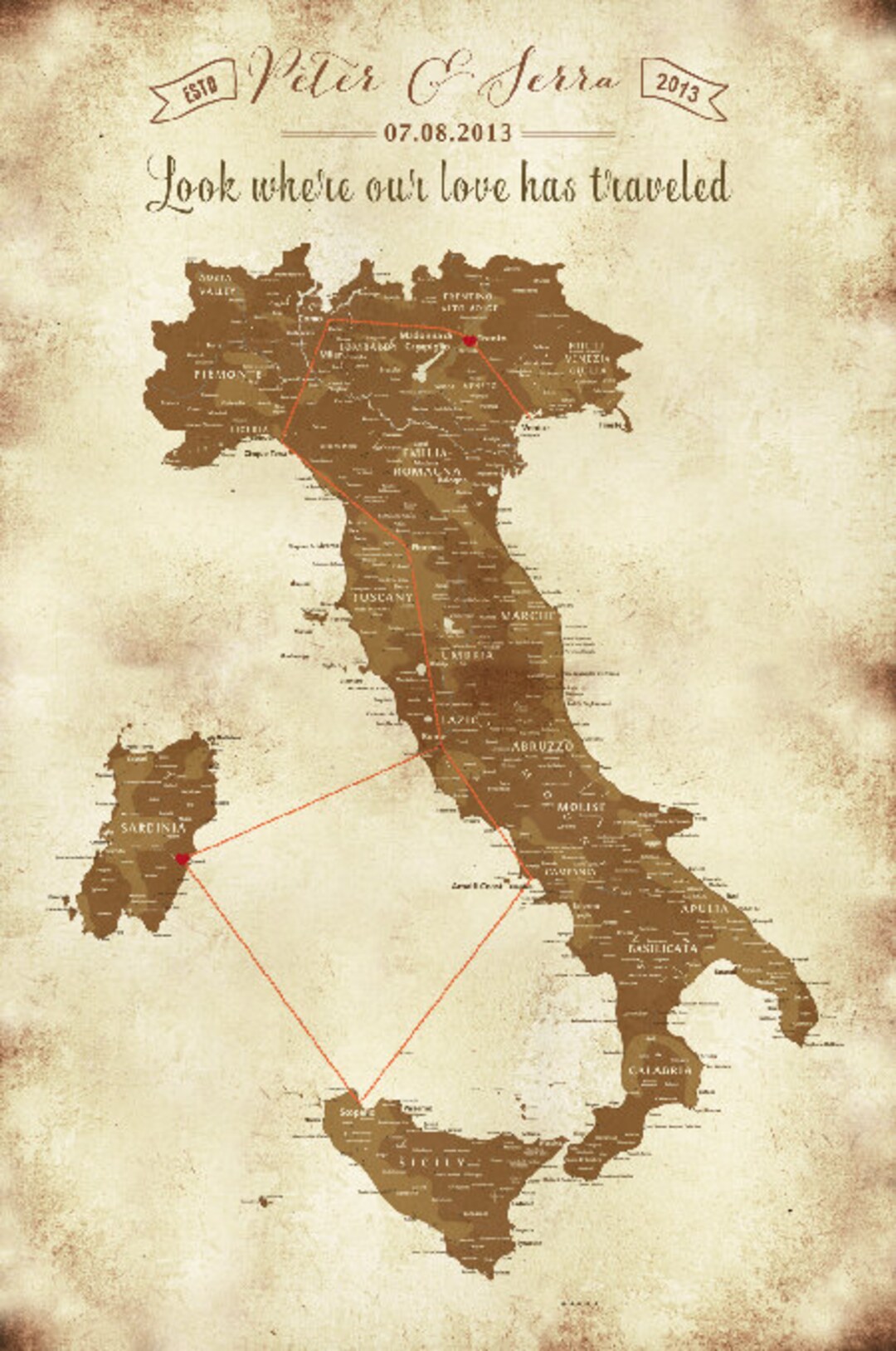 Italy Map, Italy Gifts, Wine Poster, Cotton Anniversary, Honeymoon ...