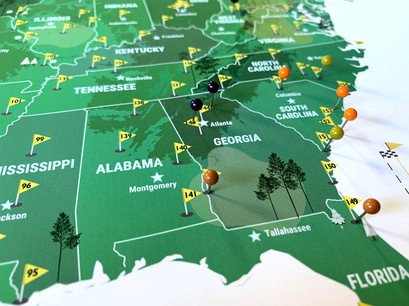 Personalized Golf Map: Push Pin USA Top 200 Courses, Framed - Etsy
