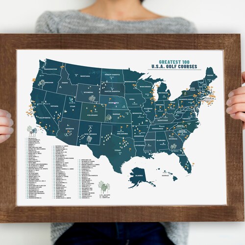 Push Pin Map of World Top 100 Golf Courses Anniversary Gift - Etsy