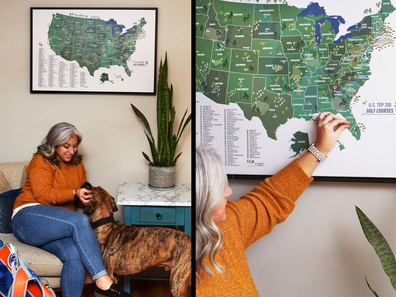 Personalized Golf USA Map: Push Pin Canvas, Top 200 Courses - Etsy