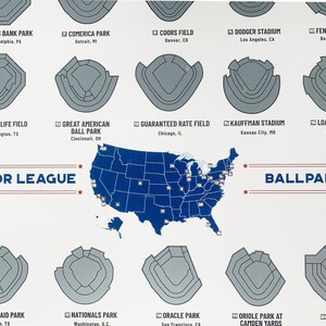 Baseball Stadium Map, Baseball Gifts, Scratch off Map, Scratch Map ...