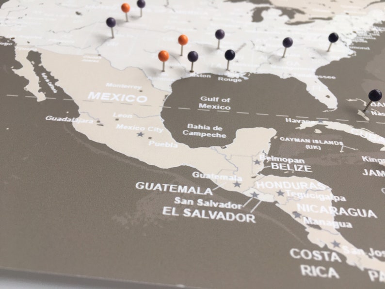 World Map Pin Board World Map Wall Art Push Pin Map Custom | Etsy