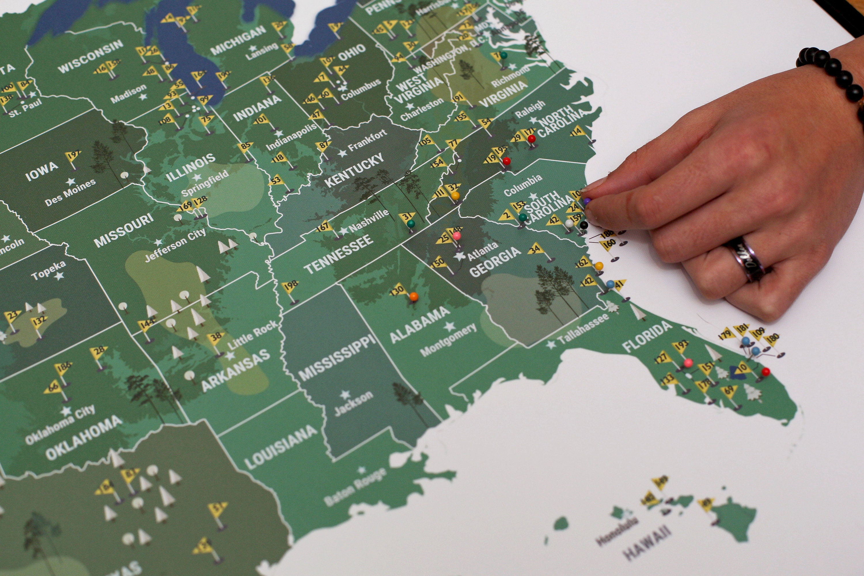 Personalized Golf USA Map: Push Pin Canvas, Top 200 Courses - Etsy