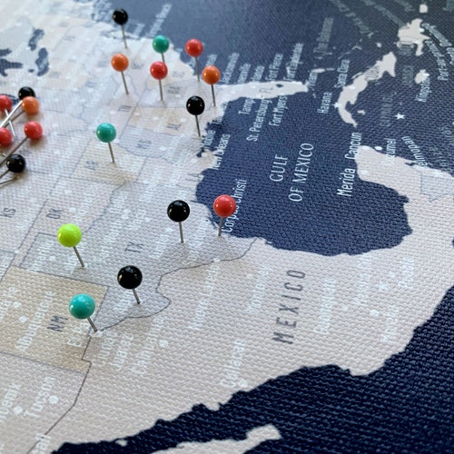 Cotton Push Pin Map Personalized Travel Map World Map - Etsy