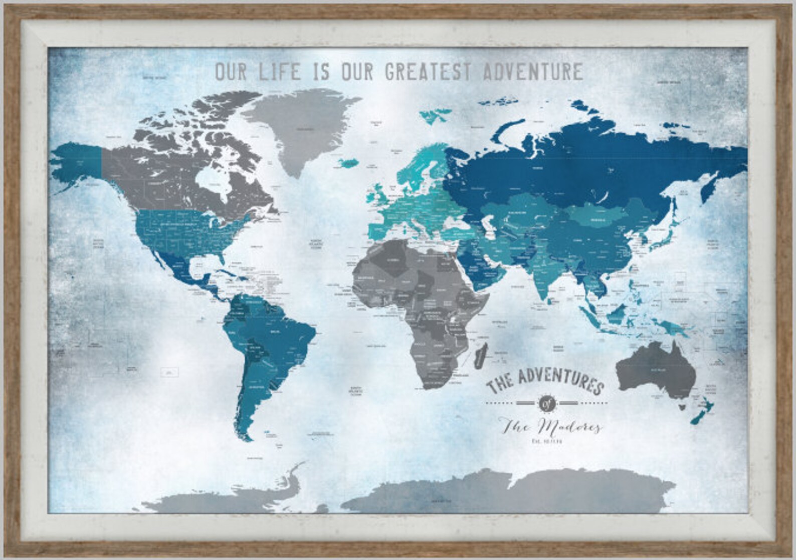 World Map Wall Art, Framed World Map, World Map Poster, Bedroom Wall ...